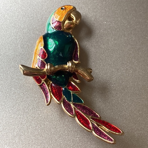 Jewelry | Vintage Enamel Parrot Bird Brooch Pin | Poshmark